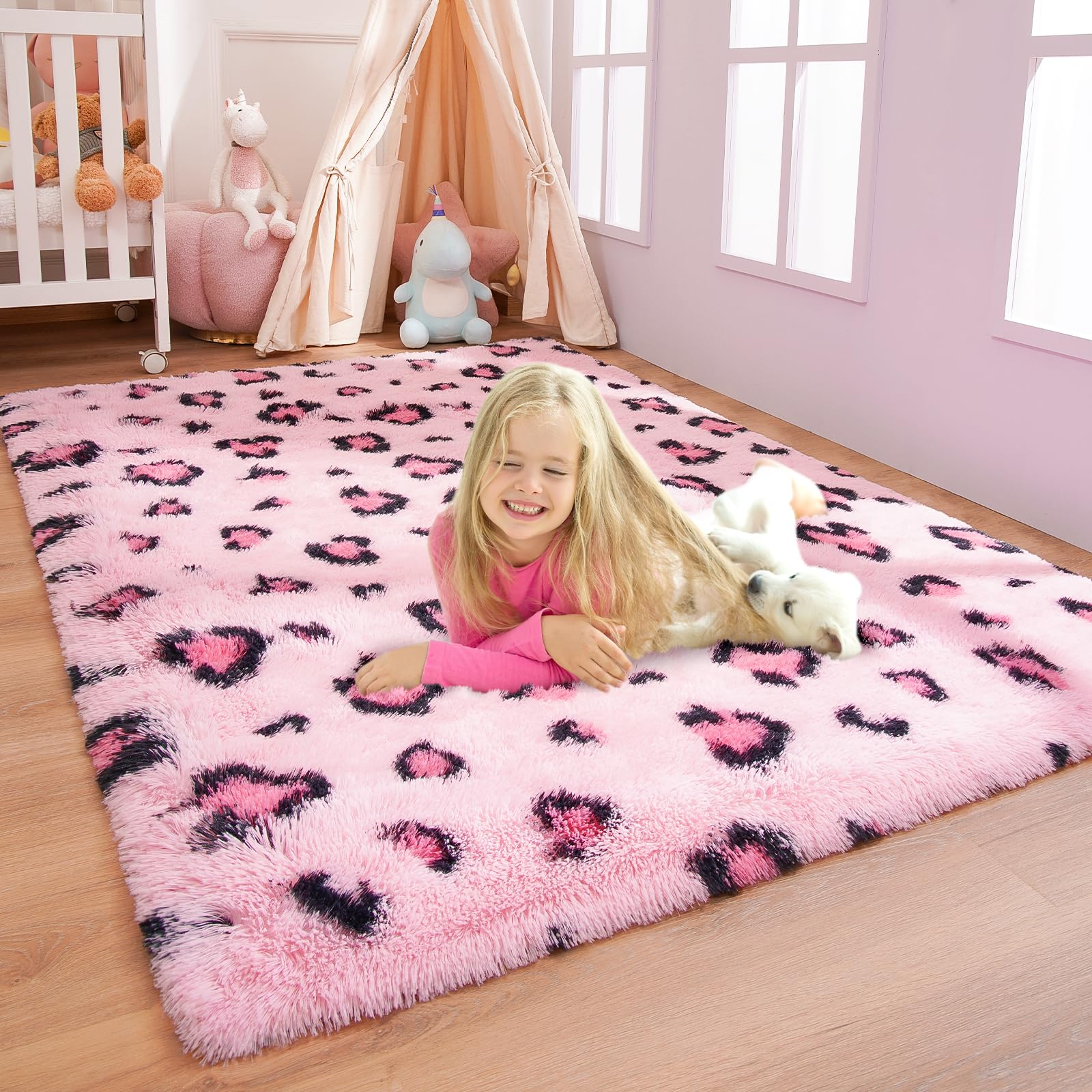 BENRON Pink Leopard Rugs, Soft Bedroom & Living Room Decor, Girls Room ...