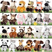 Amazon.com: 24 Pcs Safari Stuffed Animal Set 9.84 Inch Cute Plush ...