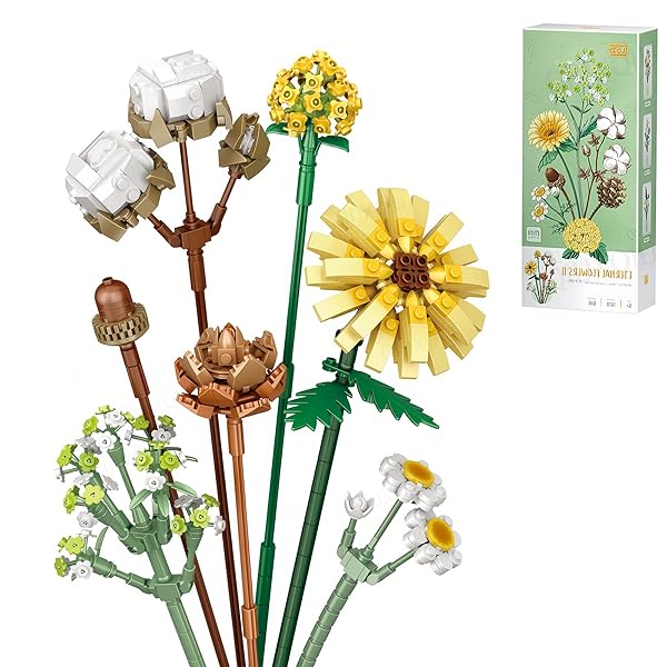 QIUXQIU Flower Bouquet Building Kit Artificial Flowers Building Brick ...