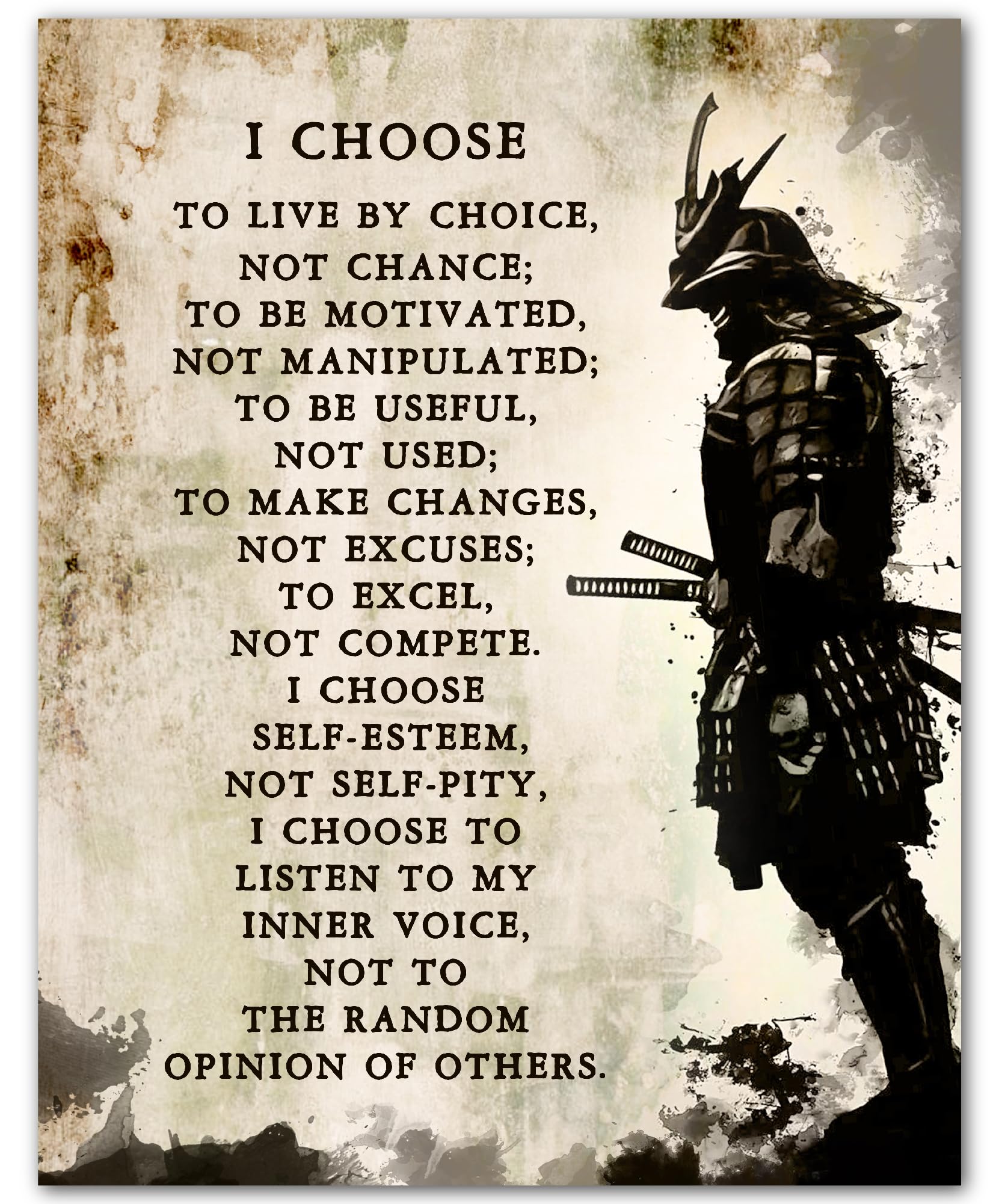I Choose Warrior Creed - Motivational Quotes Wall Art Print ...