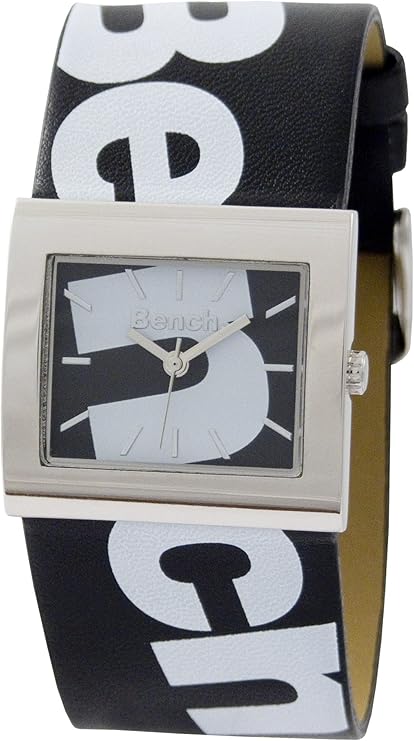 Bench ladies, black/white dial, black strap with white printed 'Bench ...