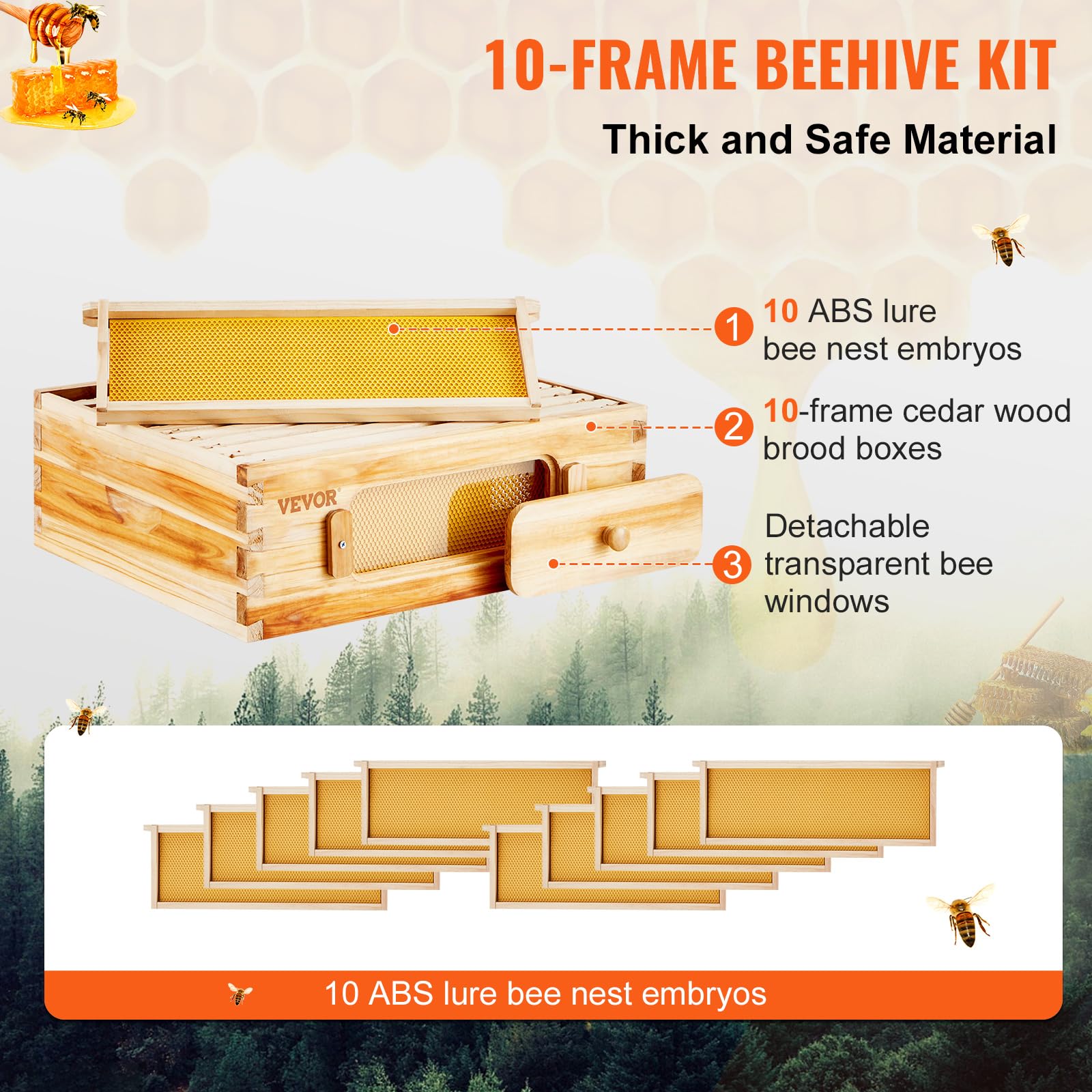 Mua 10 Frame Medium Super Bee Hive Box, Bee Box Dipped in 100% Beeswax, Langstroth Beehive Kit ...