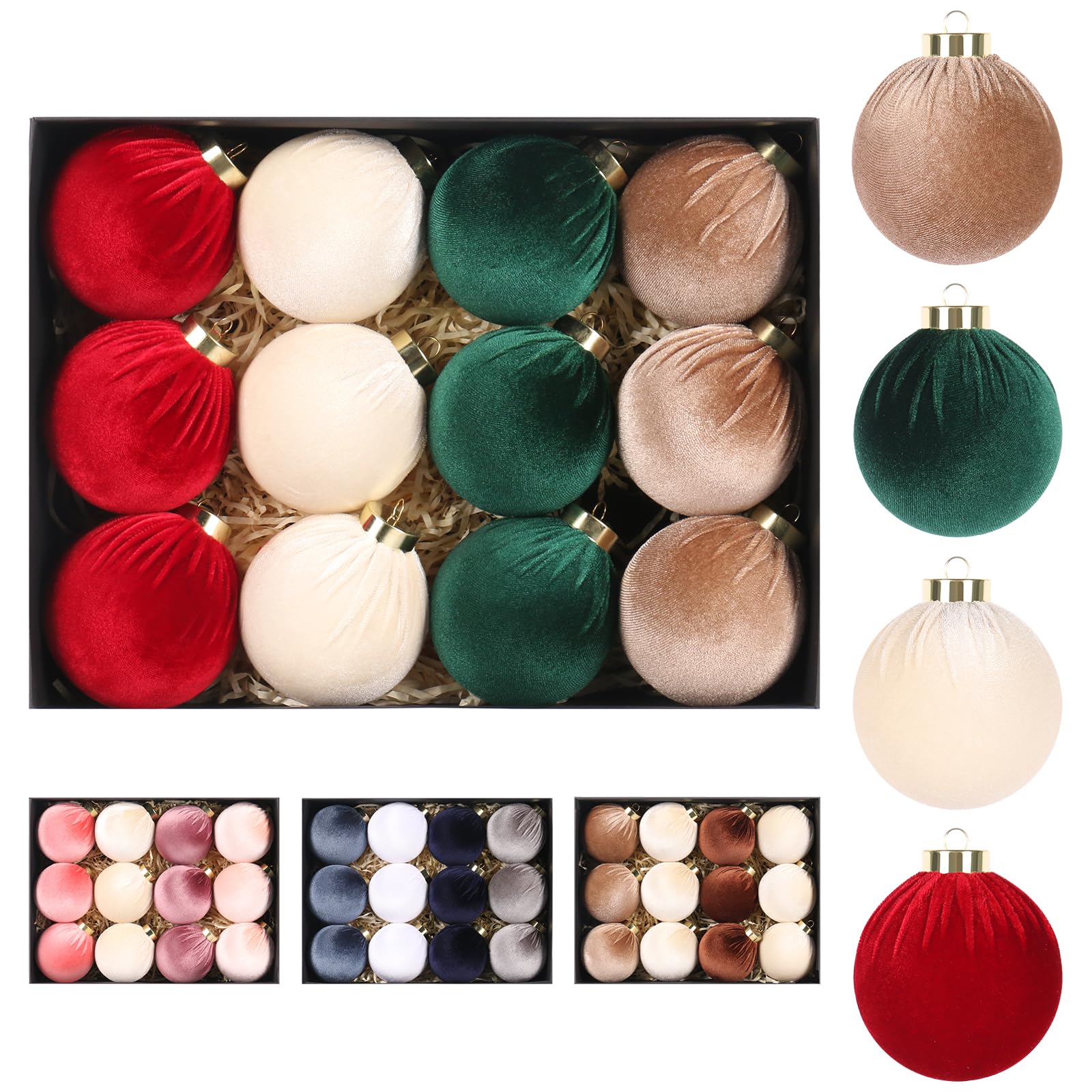 Super Holiday 3.14" Velvet Christmas Balls, 12PCS 80MM Plastic ...