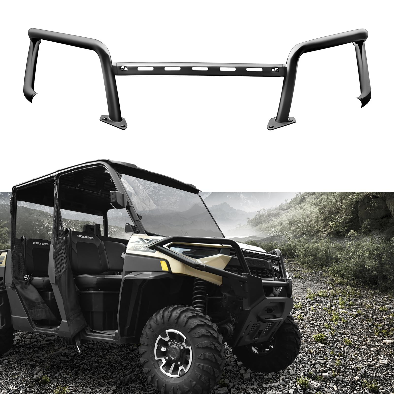 MoGerTor Front Bumper for Polaris Ranger XP 1000, Upper Front Brush ...