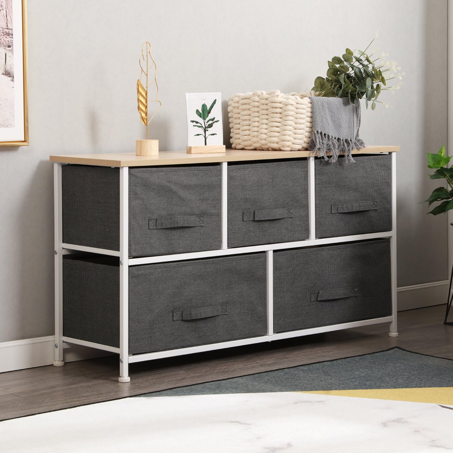 DlandHome Meuble de Rangement Étagère en Métal avec Tiroirs/Boîtes de ...