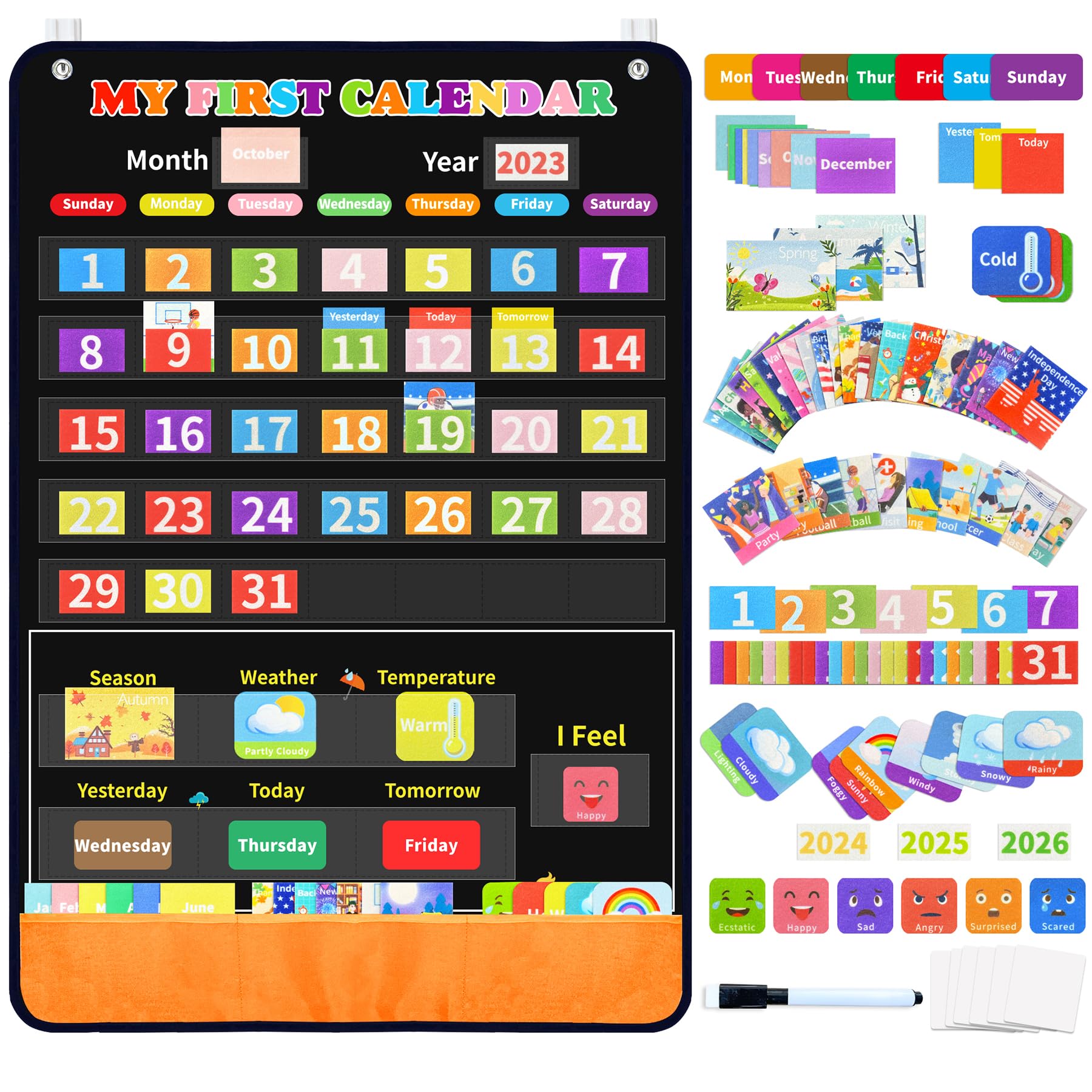 Mua Classroom-Calendar Pocket-Chart with 104 Cards for Kids Preschool ...