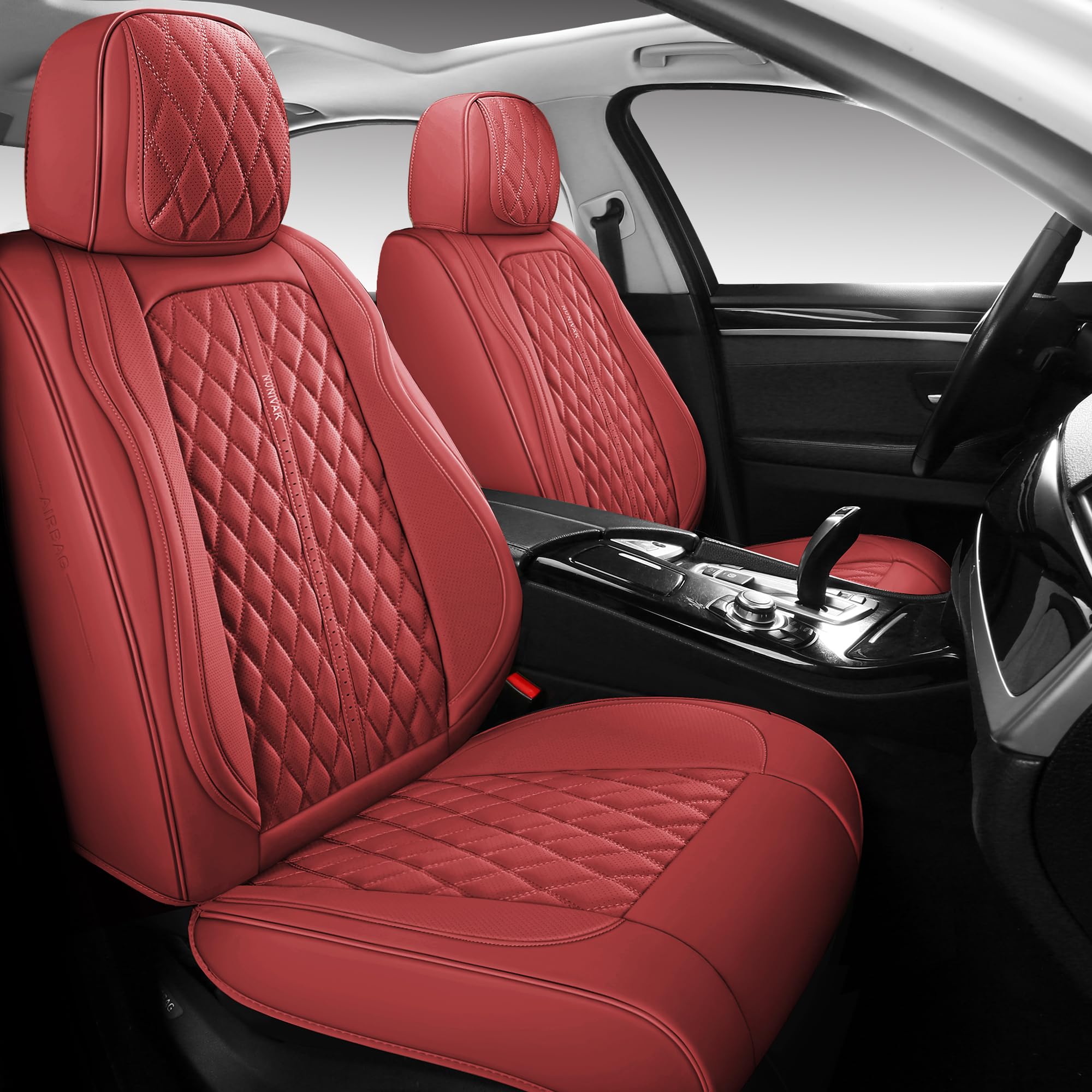 NUNIVAK Full Coverage Leather Car Seat Covers Full Set,Wateroroof Seat ...