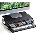 Amazon.com: ARCOBIS Wood Monitor Riser with Drawers, Mesh Metal ...