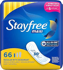 Amazon.com: Stayfree Maxi Regular Pads For Women, Wingless, Reliable ...