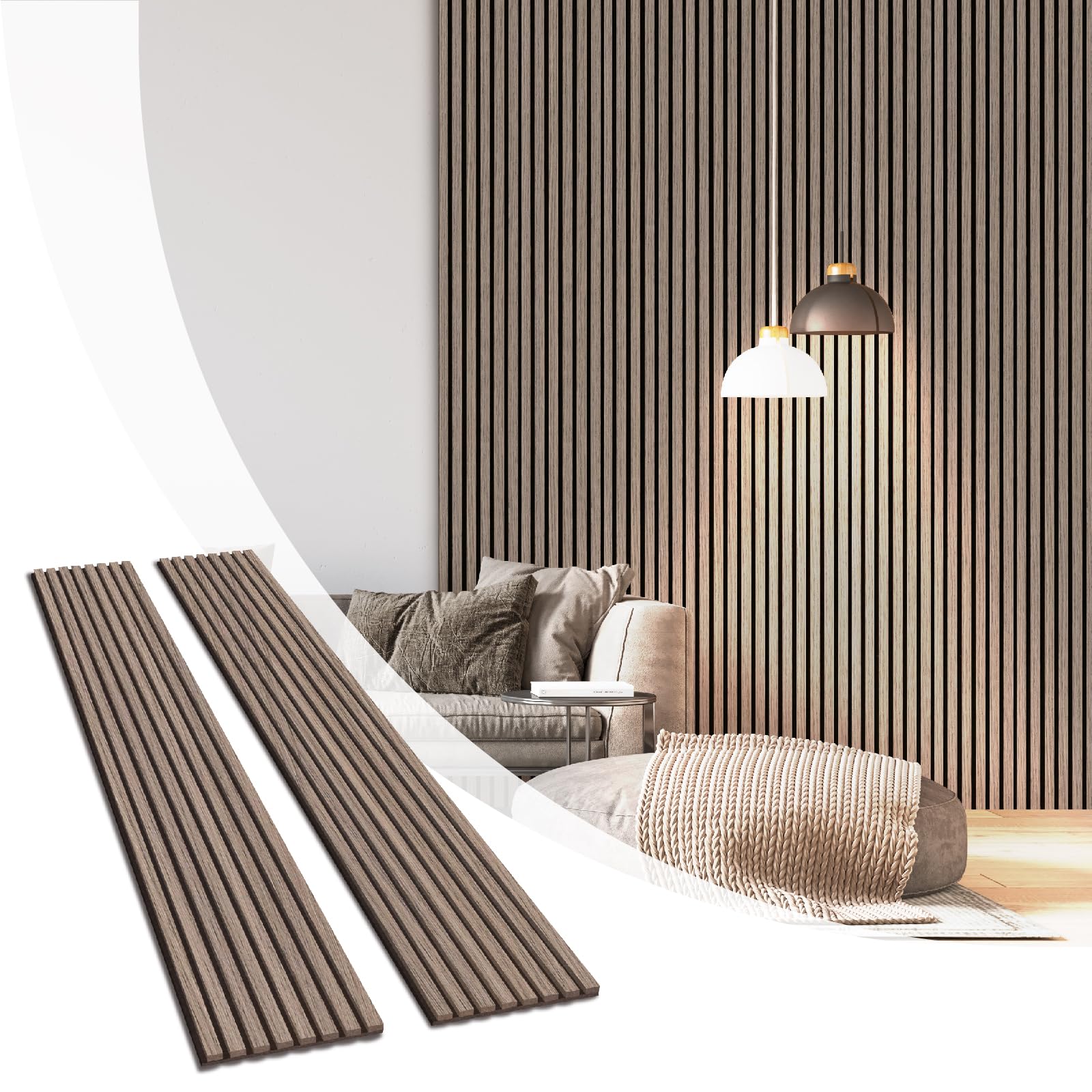 Olanglab Wood Slat Wall Panels, 2 Pack Wood Slats for Wall, 94.5"x 12.6 ...