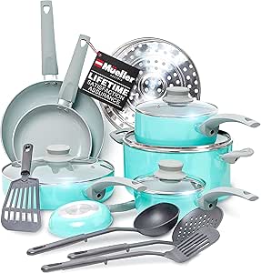 Amazon.com: Mueller Pots and Pans Set Healthy Stone 16-Piece Nonstick ...