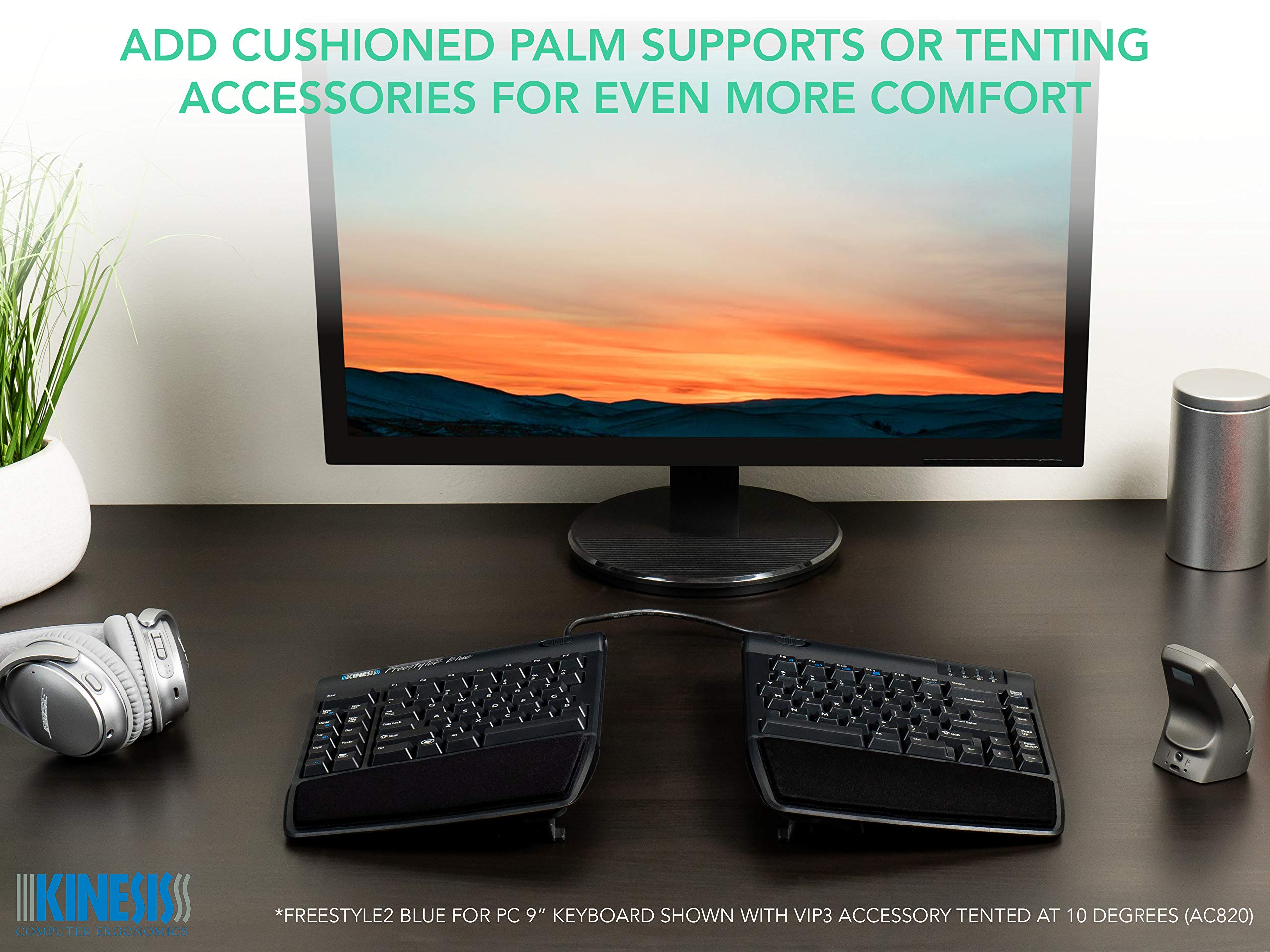 KINESIS Freestyle2 Blue Wireless Ergonomic Keyboard For PC (9 ...