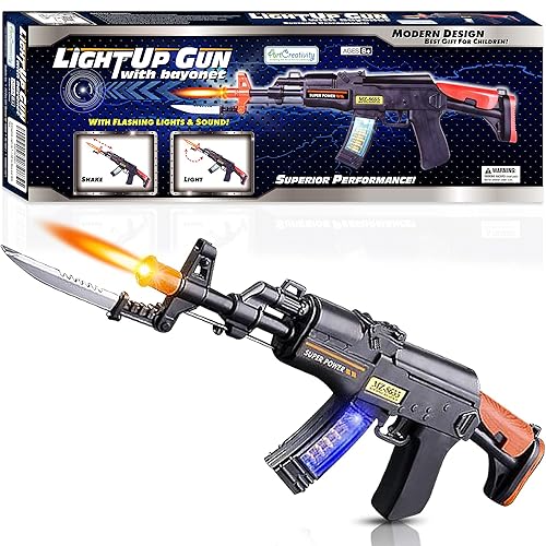 ArtCreativity Light Up Toy Machine Gun with Folding Bayonet - Cool LED ...