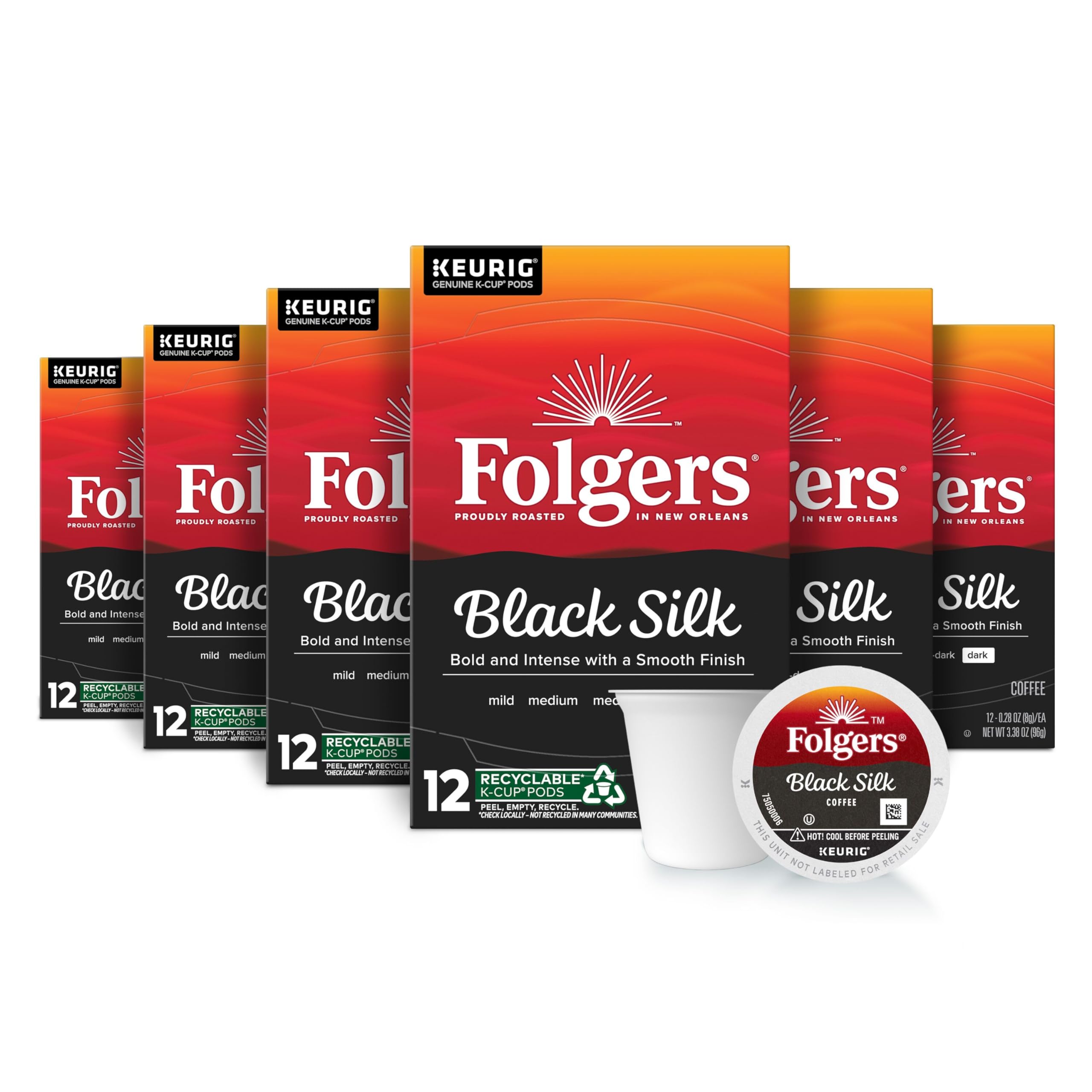 Folgers Black Silk Dark Roast Coffee, 72 Keurig K-Cup Pods for sale ...