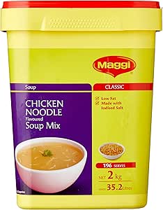 MAGGI Chicken Noodle Flavoured Soup Mix, 2kg (Makes 35.2 litres, 196 ...