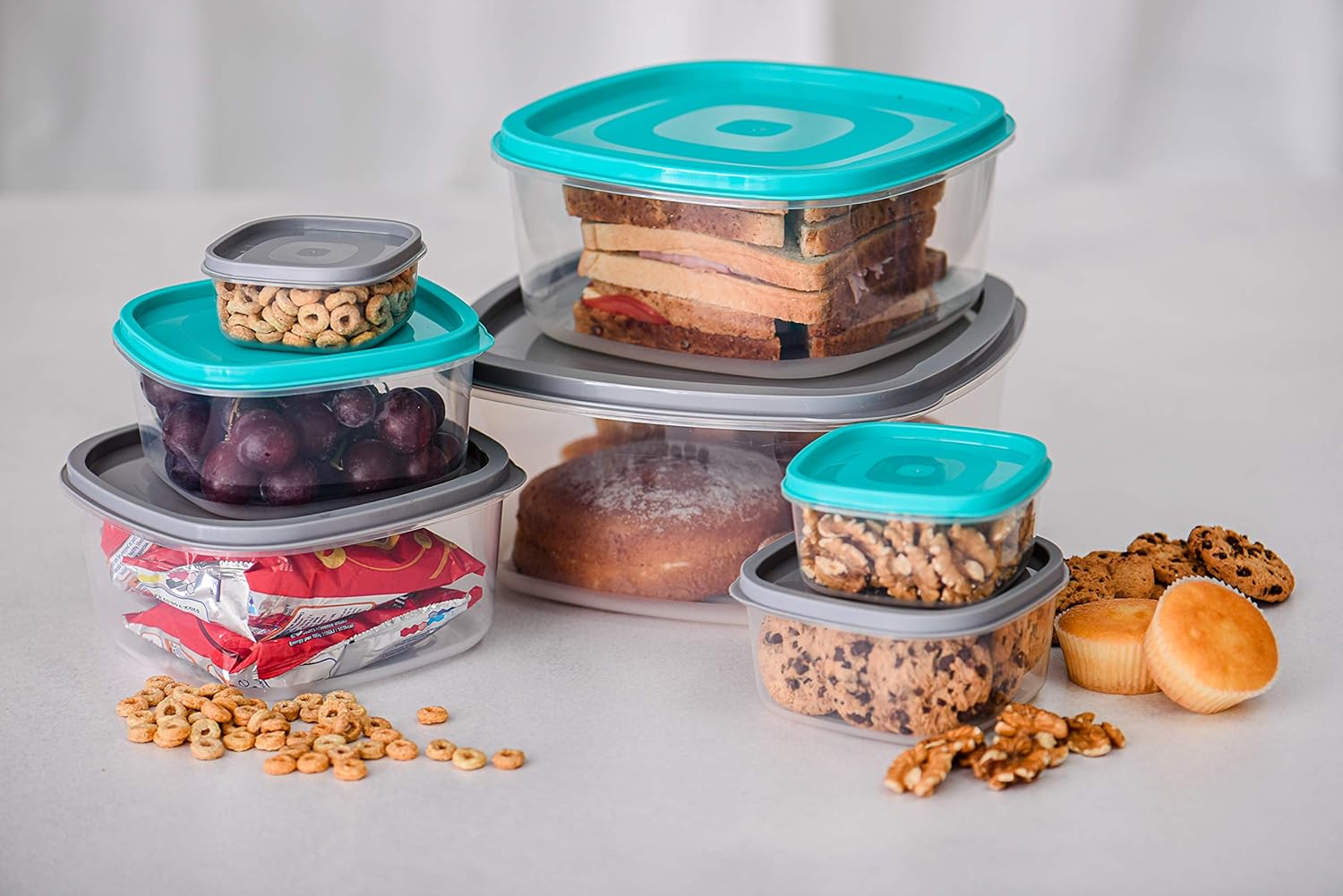 FiNeWaY 7pc Nesting Stackable Food Storage Containers Box with Airtight ...