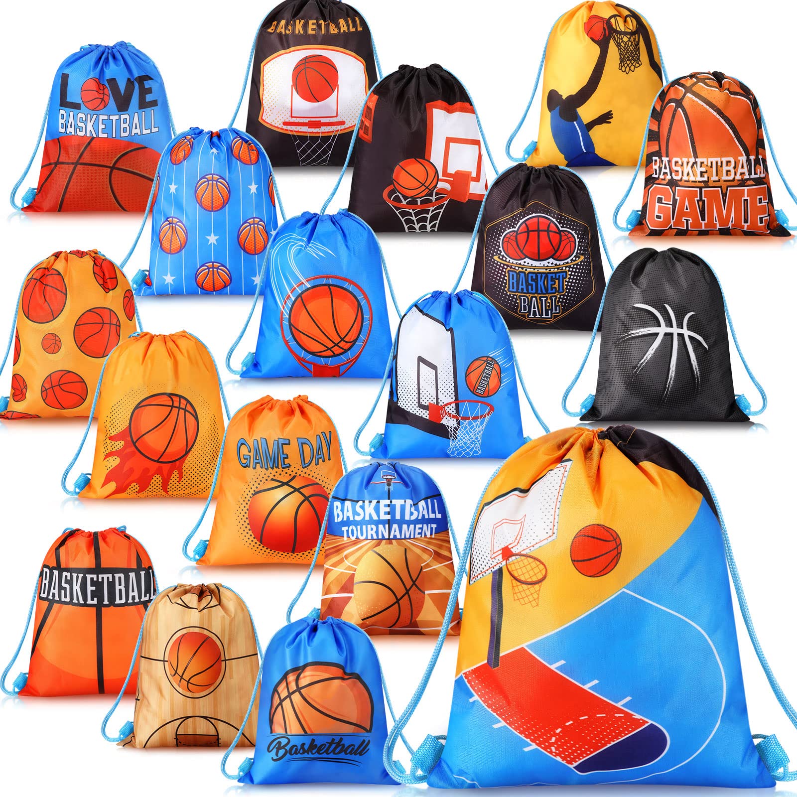 Boao 18 Pcs Basketball Party Favor Drawstring Bags Basketball Gift Bag ...