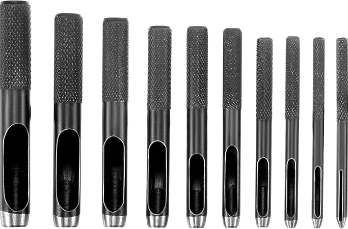 10 Pieces Round Steel Hollow Punch Set 1 mm to 10 mm Leather Craft ...