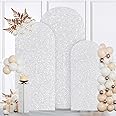 Amazon.com: MODFUNS Set of 3 Wedding Arch Cover Silver Sequins Arch ...