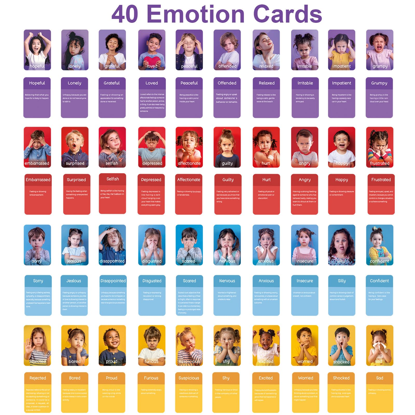 Mua Humyoun 41 Pcs Feelings Emotions Cards Set for Kids Social ...