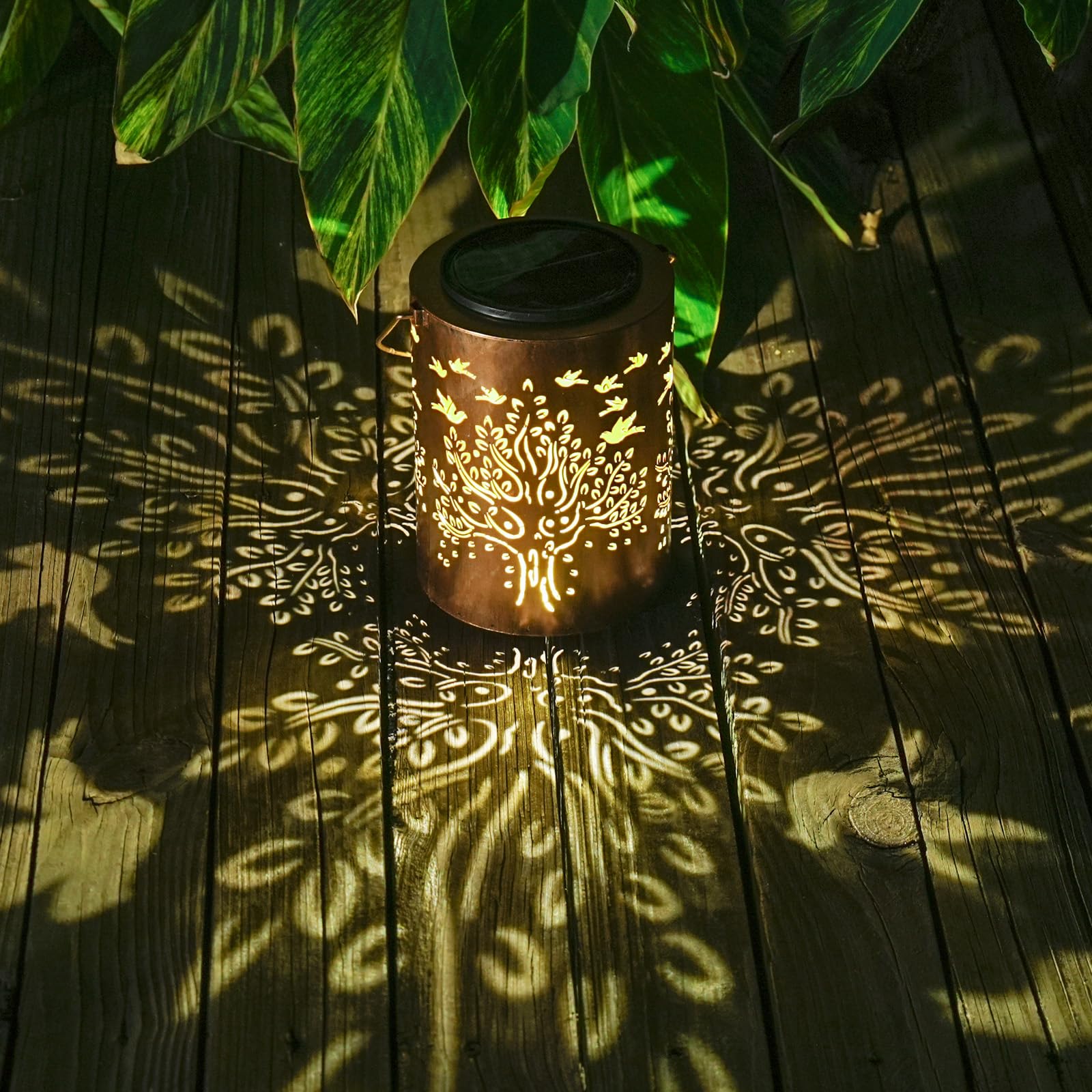Tree of Life Solar Lantern Outdoor Waterproof, Large 13.4" Metal ...