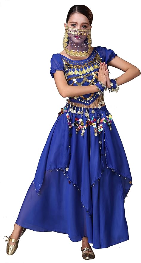 Buy Cielary Women Genie Halloween Costume Belly Dance Tribal Top Skirt ...