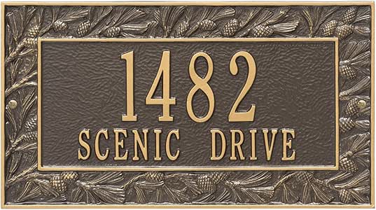 Custom 2 Lines Pinecone WALL Address Plaque 16Wx9H - Outdoor Plaques ...