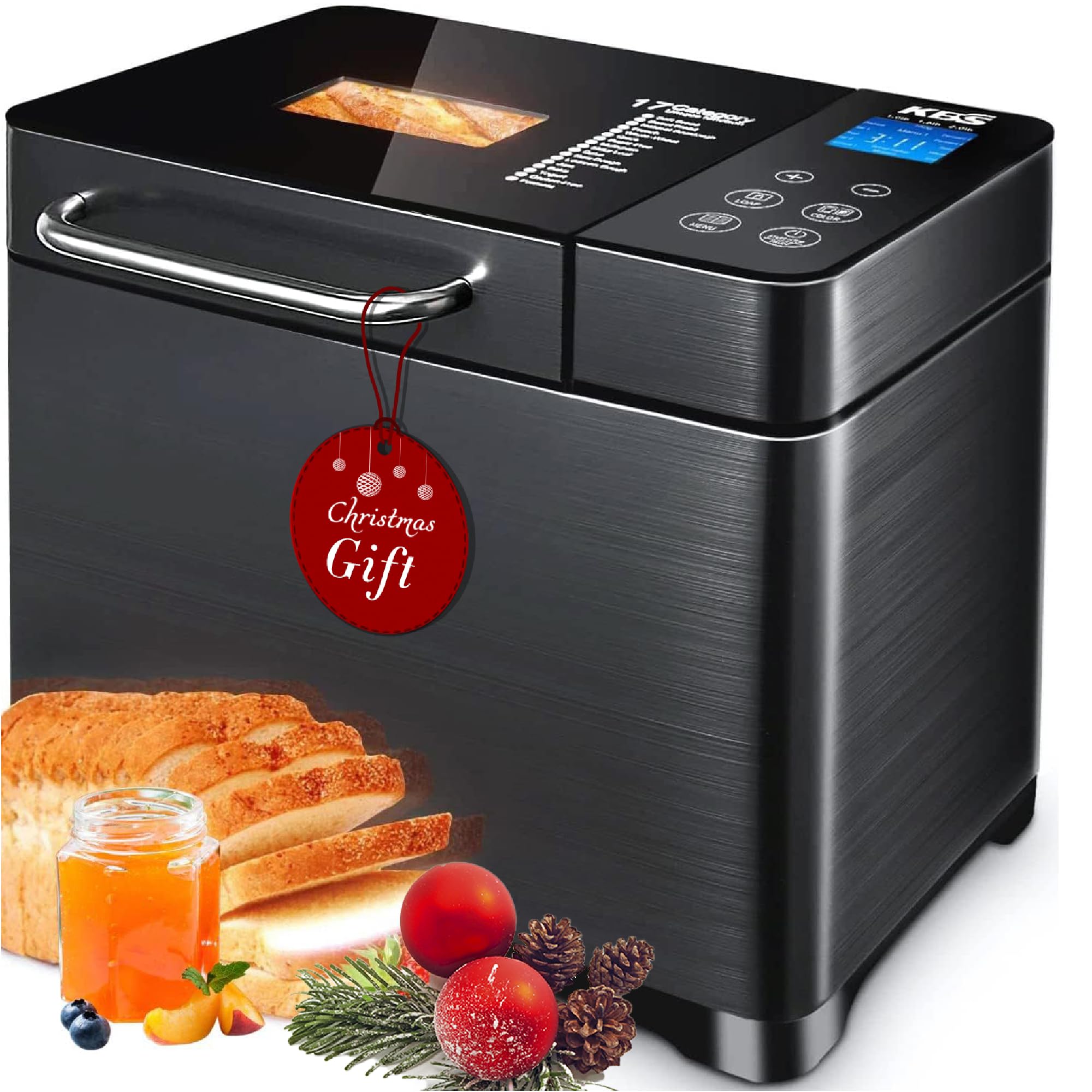KBS 17-in-1 Bread Maker-Dual Heaters, 710W Machine Stainless Steel with ...