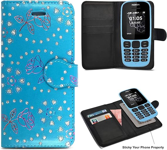 Nokia 105 2017 Case, Premium Leather Wallet Magnetic Closure Flip Case ...