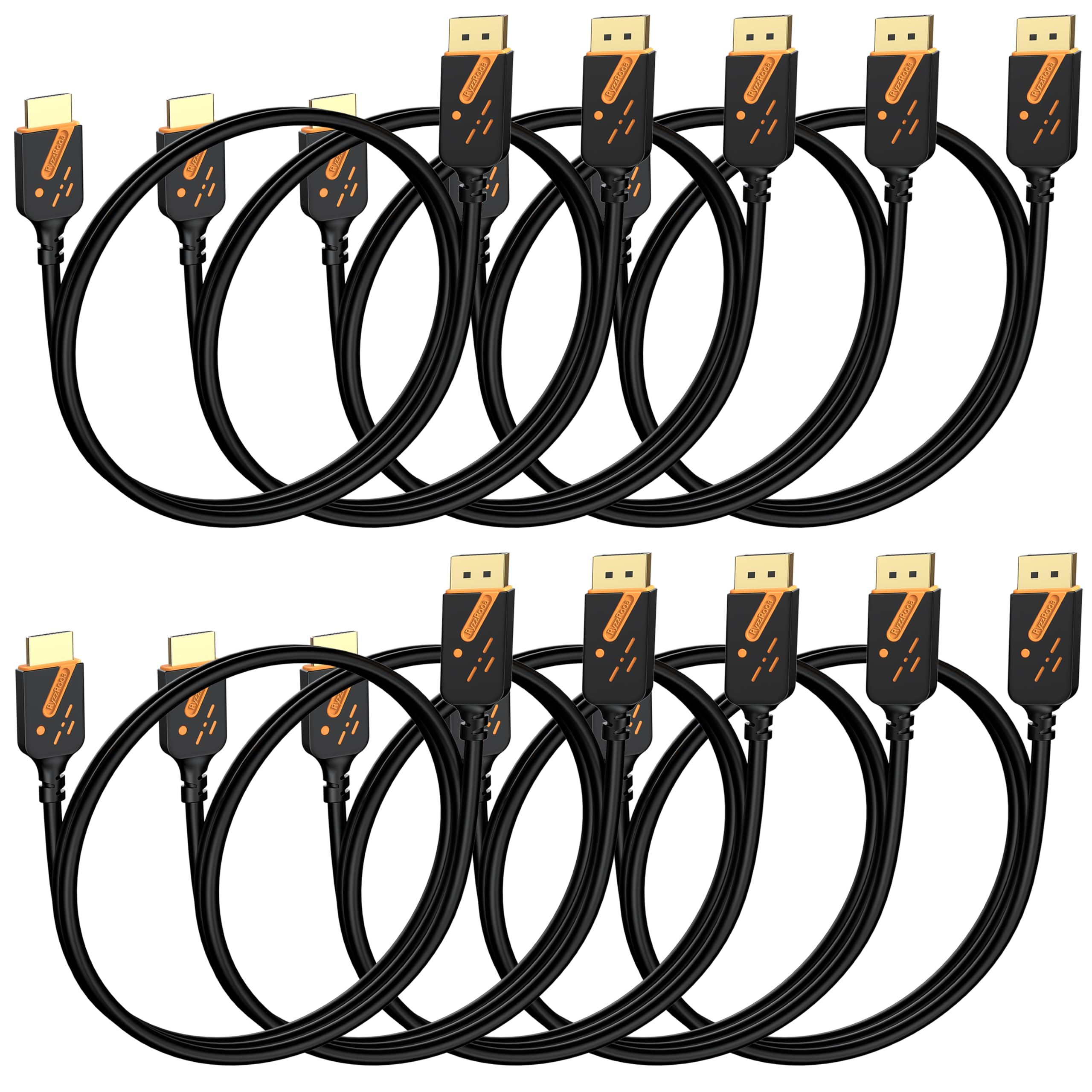 RyzzRooa DisplayPort to HDMI Cable 3FT, 10-Pack, DP (Display Port) to HDMI Cable Adapter Male to ...