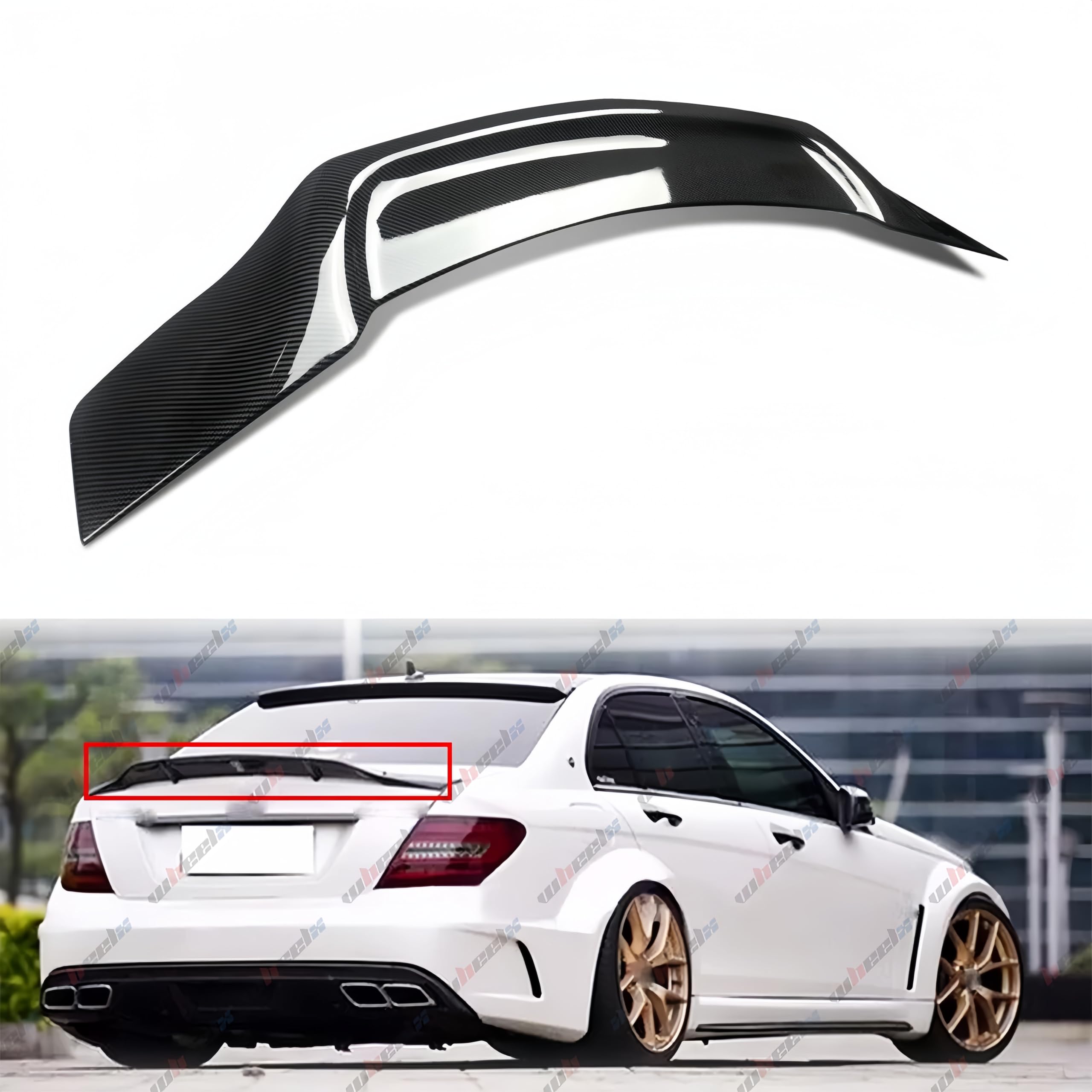 WheelX Rear Spoiler Compatible with 2008-2014 Benz W204 C-Class, R ...