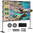 Amazon.com: Projector Screen and Stand 100 inch Portable Projection ...