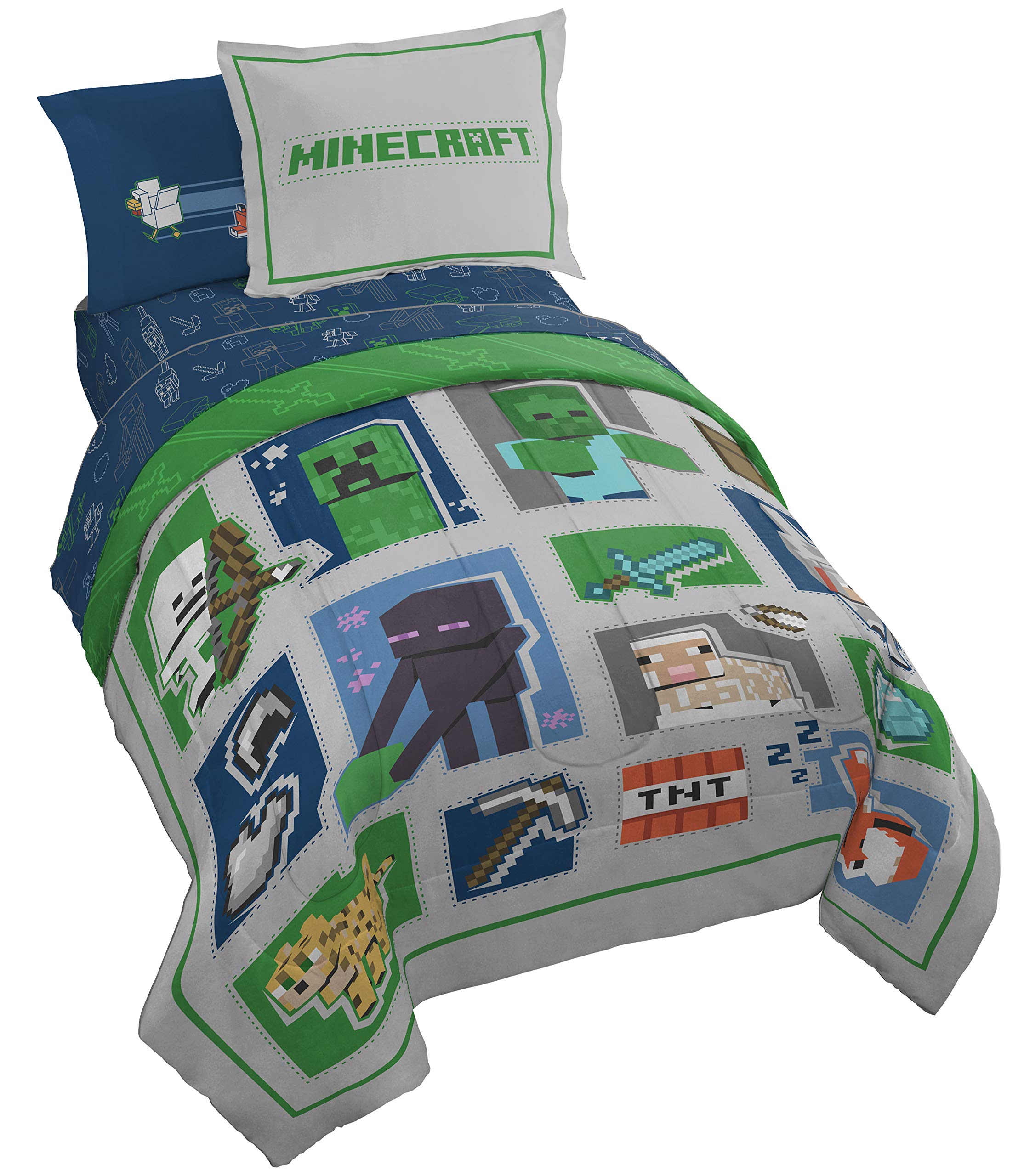 Jay Franco Minecraft 7pc Full Bed Set - Includes Comforter, Sheet Set ...