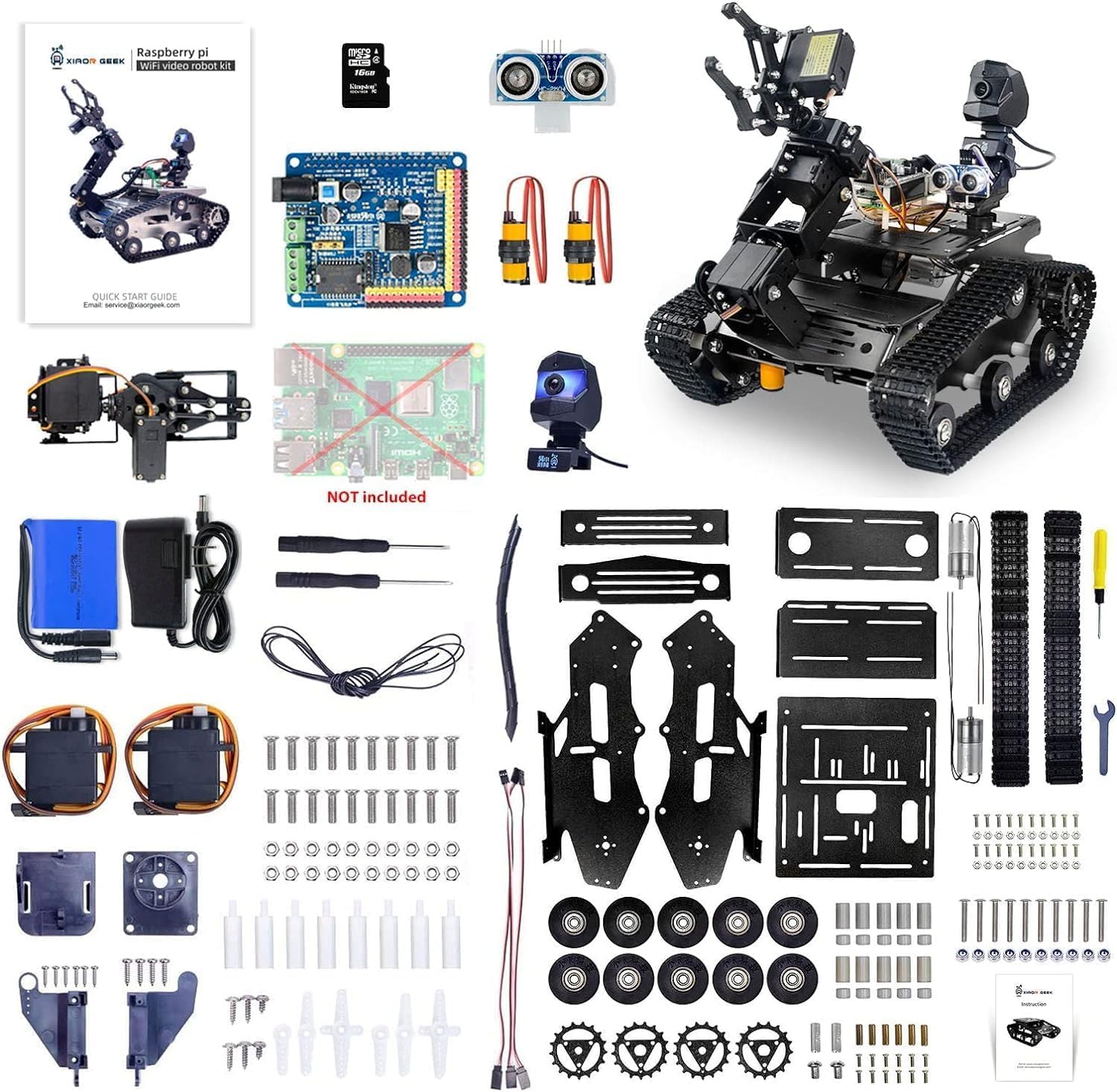 Mua XiaoR Geek Raspberry Pi Smart WiFi Robot Kit, Robotic Arm Tank ...