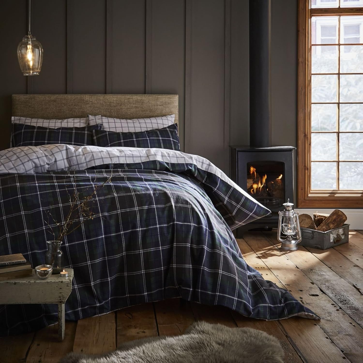 Catherine Lansfield Brushed Cotton Tartan Check Single Duvet Set Navy catherine-lansfield-brushed-cotton-tartan-check-single-duvet-set-navy
