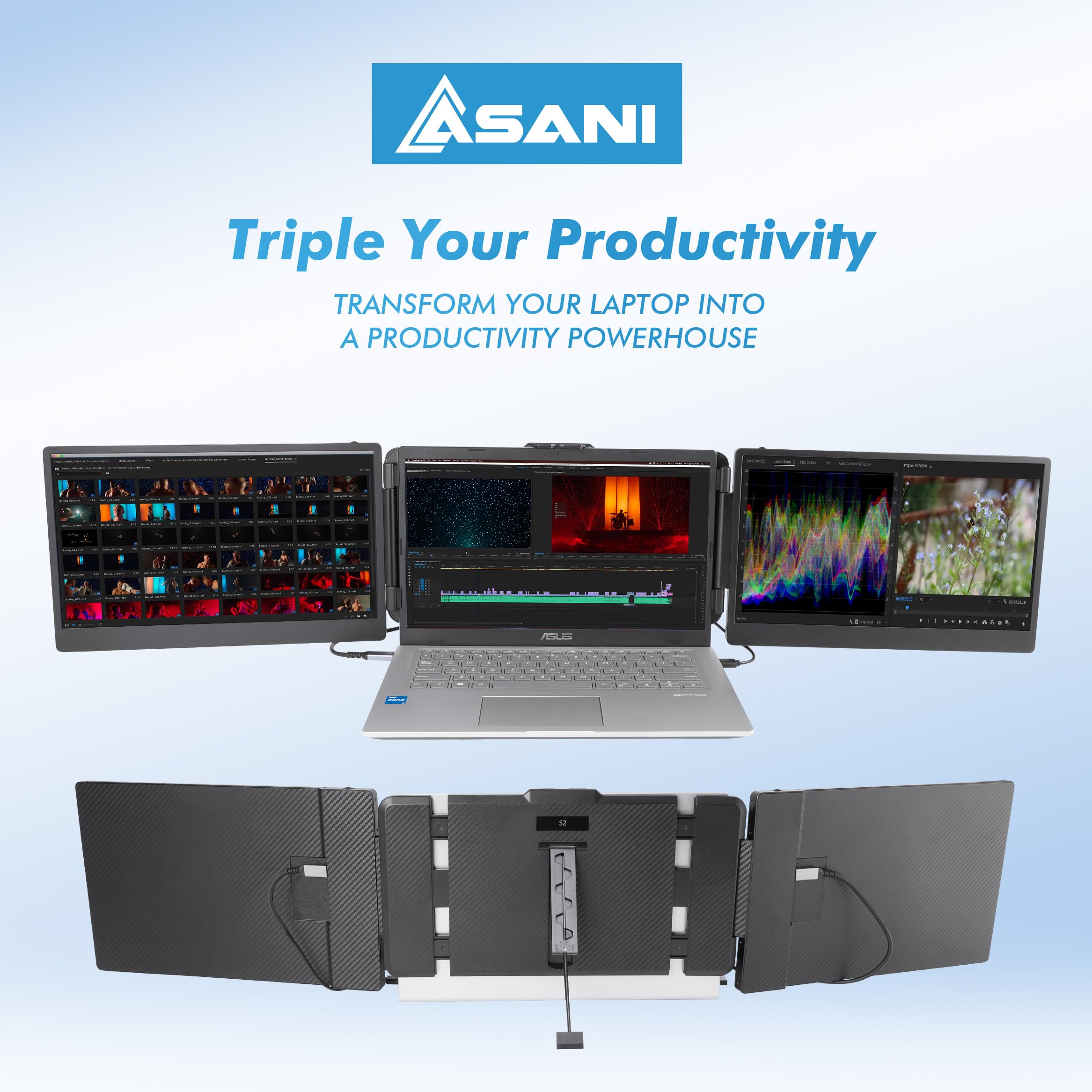 Mua Asani 14" Portable Monitor - Full HD Tri-Screen Extender for ...