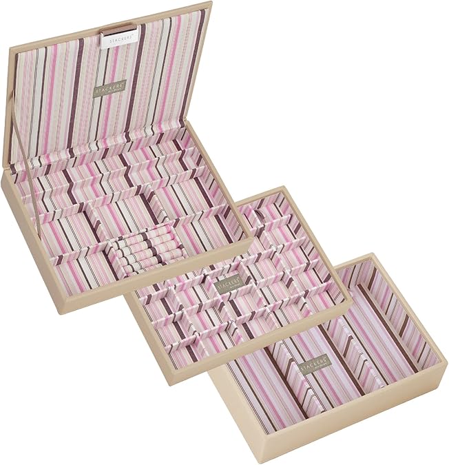 Stackers by LC Designs STACKERS Set of 3 ‘CLASSIC SIZE’ - Cream STACKER Jewellery Box with ...