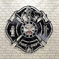 Amazon.com: Kovides Fire Dept Wall Art Retro Vinyl Record Clock Vintage ...