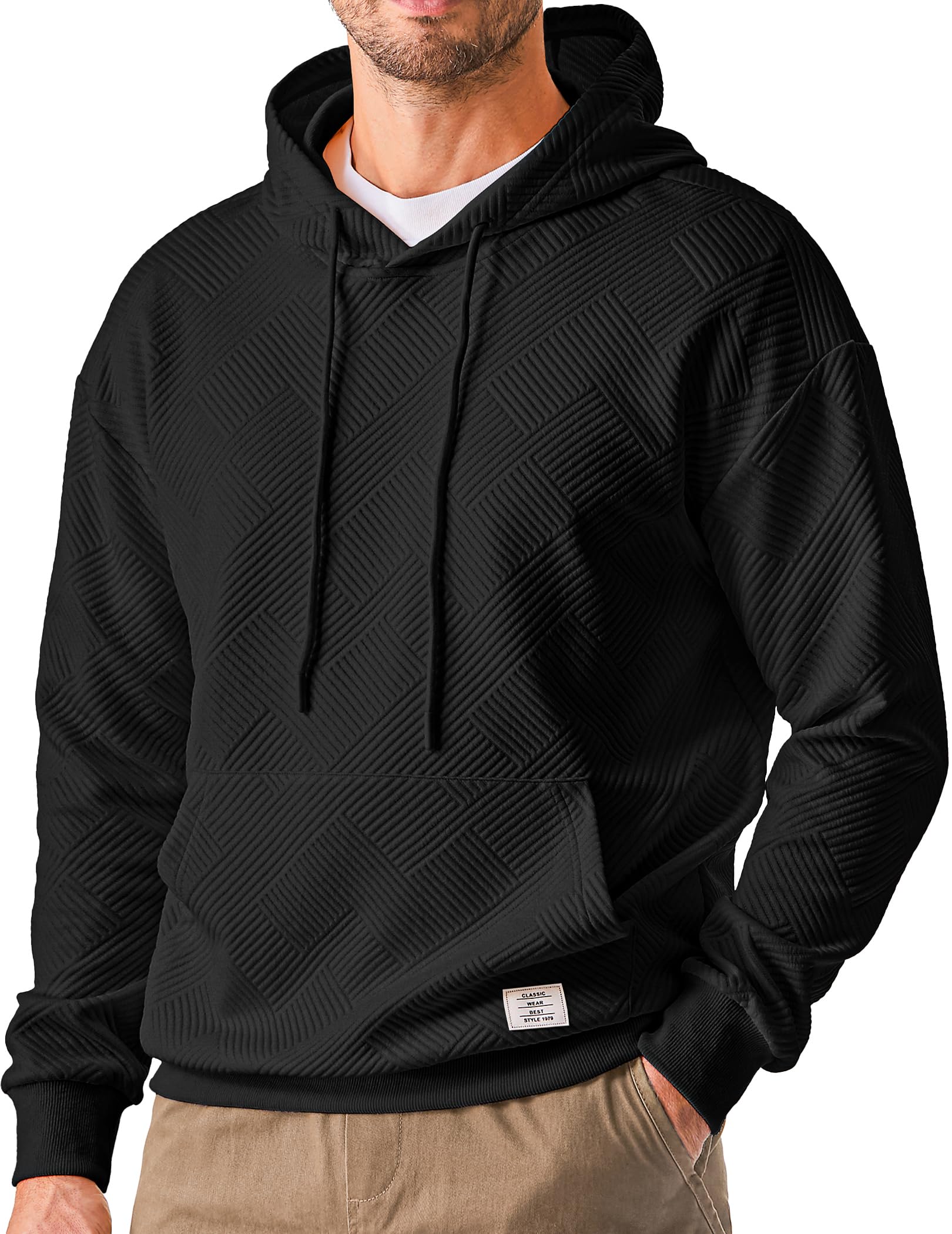 JMIERR Hoodies for Men Casual Long Sleeve Hooded Collar Drawstring ...