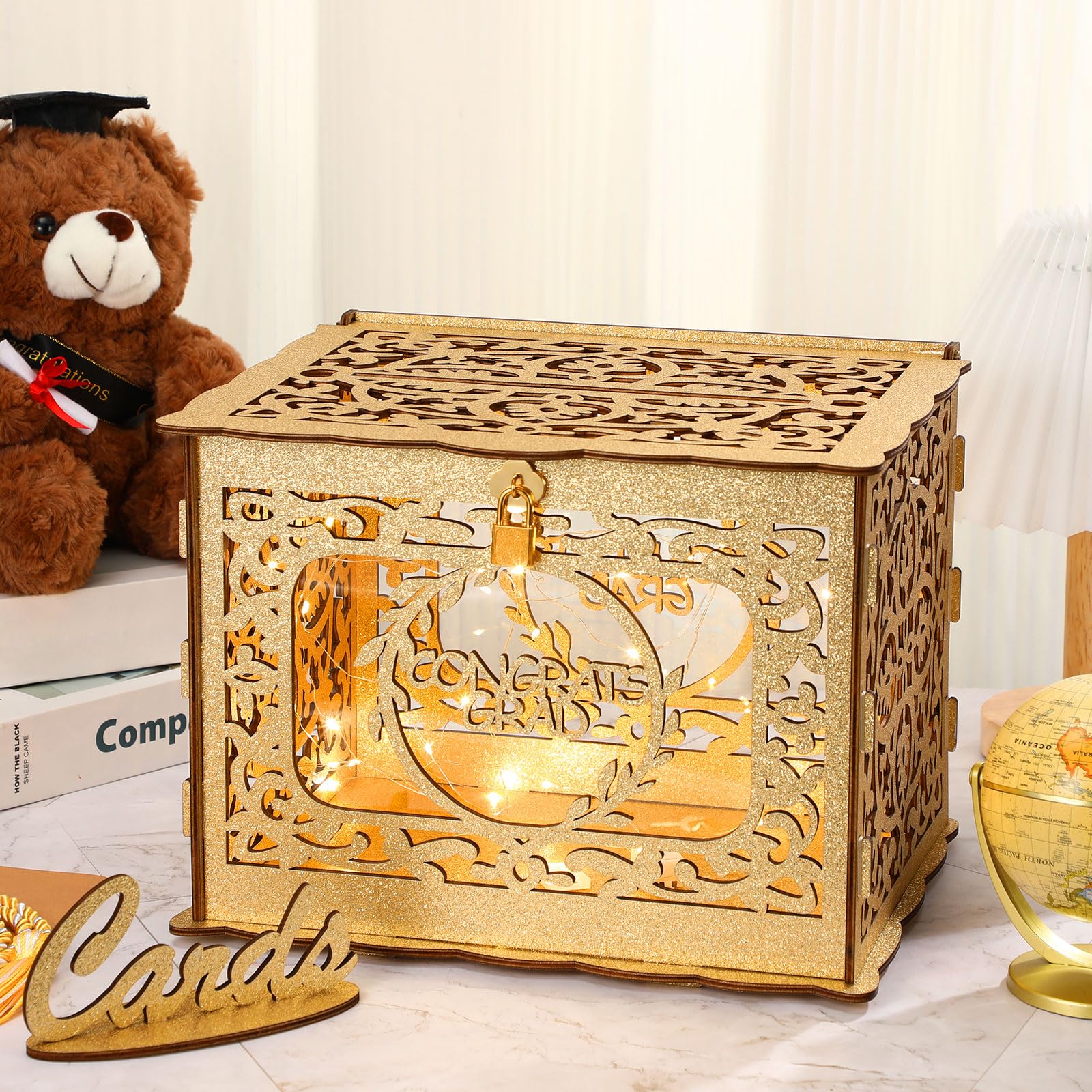 Silipull Graduation Card Box Holder Gold 2025 Congrats Grad Party ...