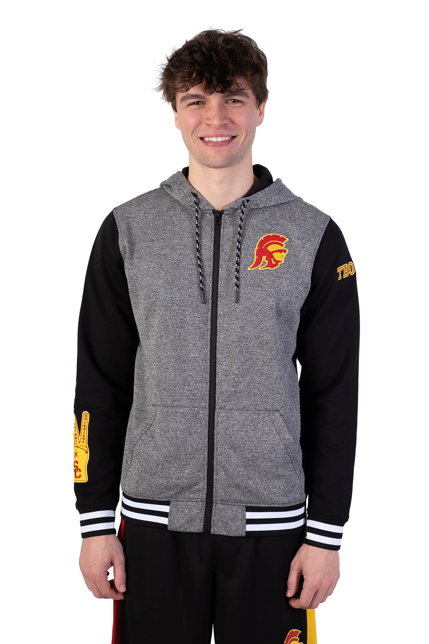 Ultra Game NCAA Men's Full Zip Fleece Hoodie Letterman Varsity Jacket ...