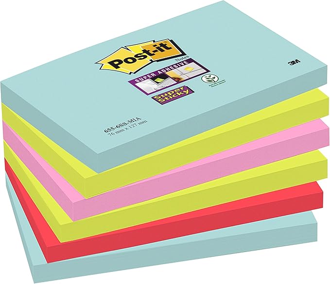 Post-It 70005291631 - Post-it Super Sticky - Pack de 6 blocs notas ...