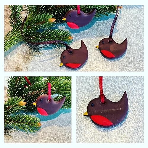 Small Clay Robin Christmas; Home Hanging Ornament; Hanging Decoration ...