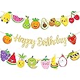 Amazon.com: Fruit Theme Birthday Banners Tutti Frutti Party Gold Happy ...
