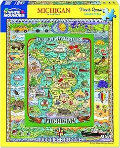 Amazon.com: White Mountain Puzzles Michigan - 1000 Piece Jigsaw Puzzle ...