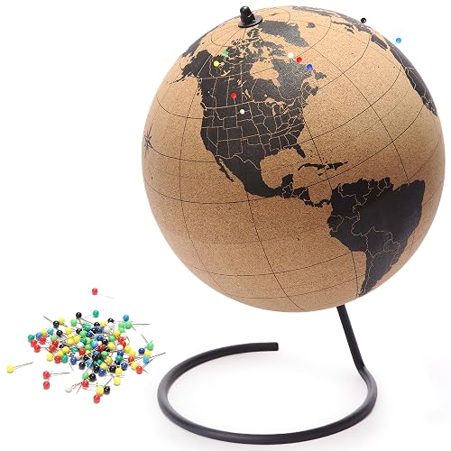 Black Cork Globe With Map of the World - 10