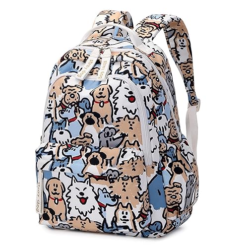 Mfikaryi Girl Backpack Dog Print Backpack for Girls Boys Elementary ...