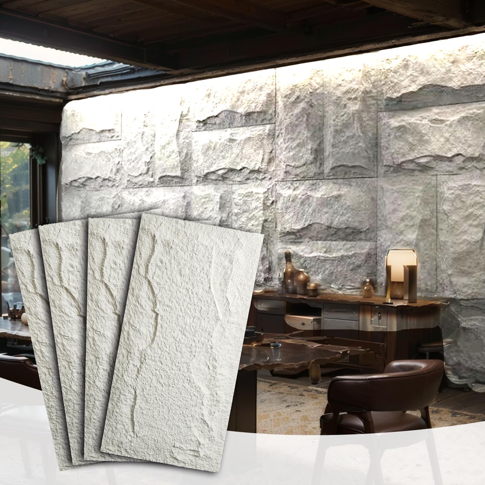 Mua Stone 3D Wall Panels,4-Pack PU Wall Panels, 23.6"*47.2" Wall Paneling for Interior Wall ...