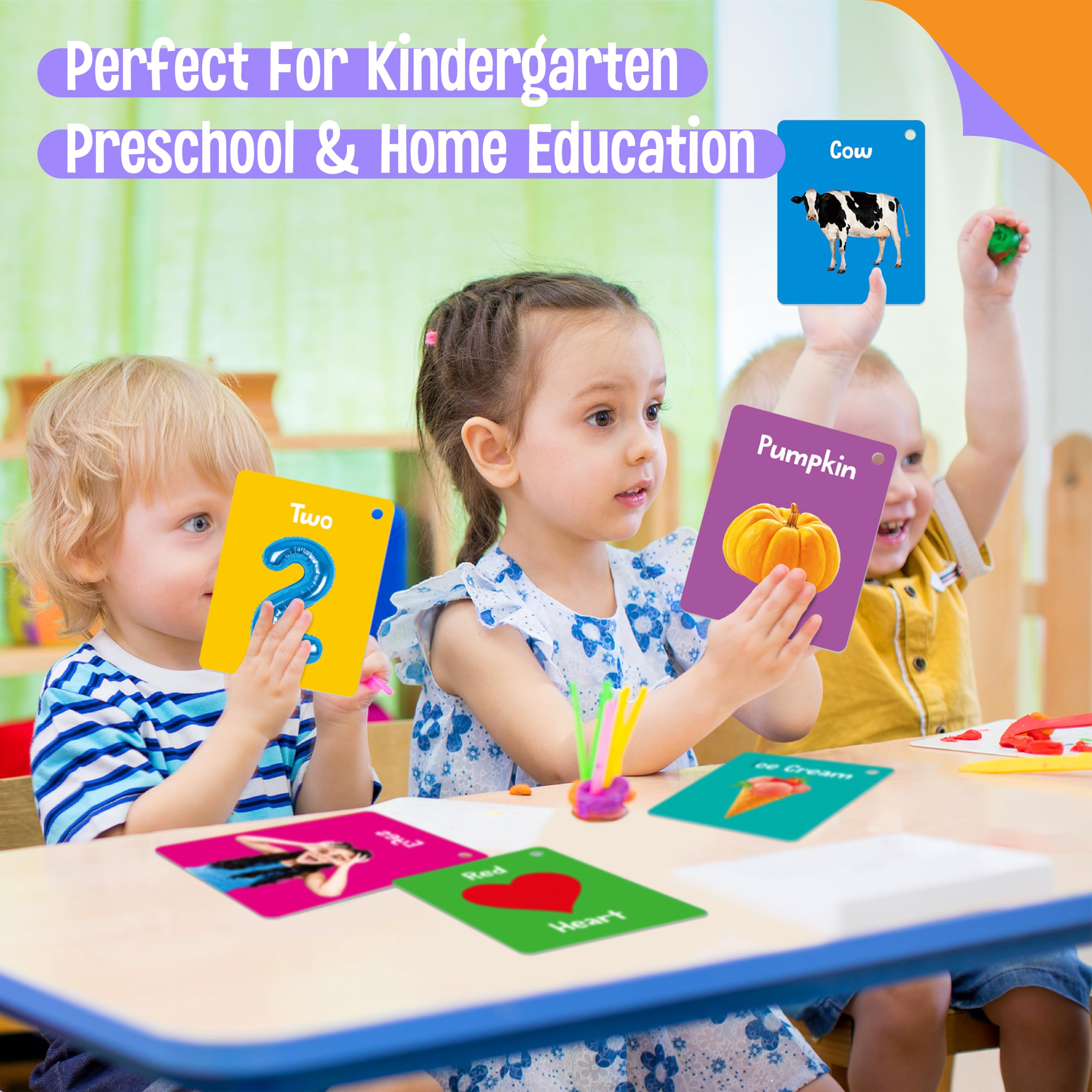 50 PCS Early Learning Flashcards, 7 In 1 Double Sided Cards- Alphabet ...