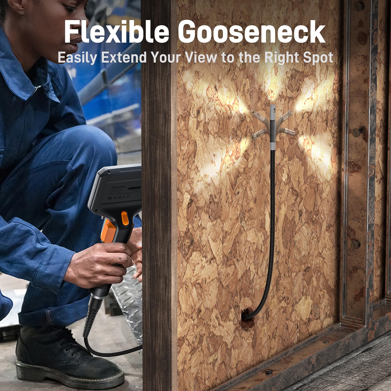 Teslong Articulating Borescope With Dual Lens Endoscope Camera, Two-Way ...